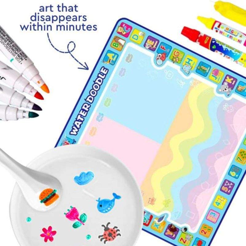 Kids Zero Mess Doodle Magic Water Drawing Mat With Pen And Brush ...