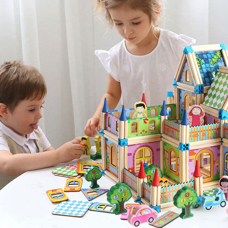 Wooden Building Blocks Castle - Little Learners Toys